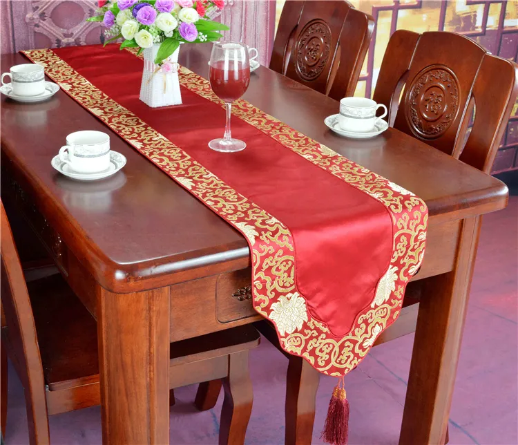Elegant Silk Brocade Table Runner - Vintage Chinese Patchwork Design ...