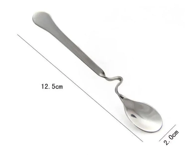 Stainless Steel Twisted Handle Curved Tea Coffee Drink Condiment Spoon ...