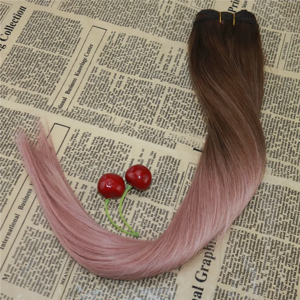 Rose Gold Virgin Remy Ombre Weave Hair Extensions Unprocessed Slik ...