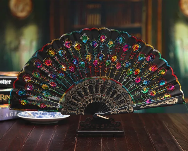 Sequined Dancing Fans Decorative Folding Hand Fans For Stage ...