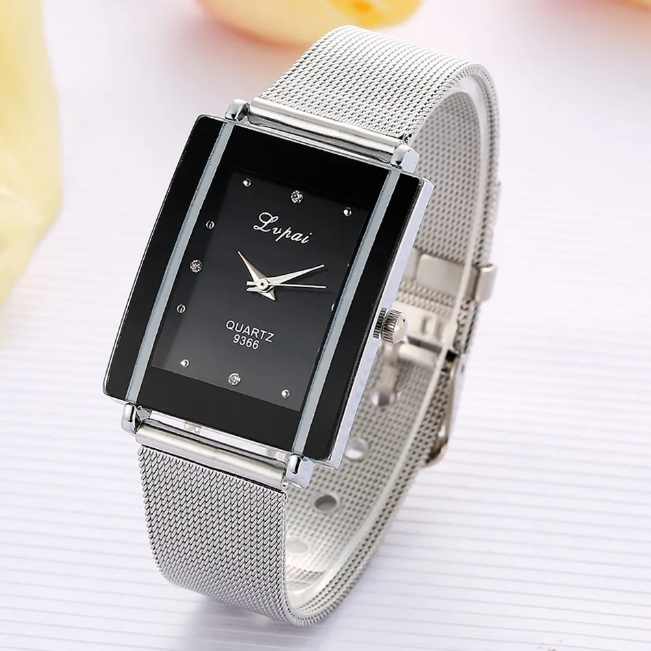 Women Bracelet Watch Silver Square Luxury Crystal Alloy WristWatches ...