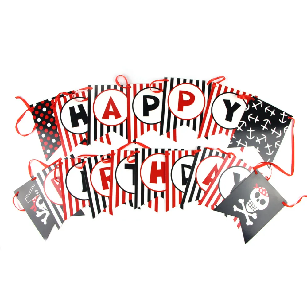 Pirate Theme Party Accessories, Swallowtail Birthday Banner With Polka ...