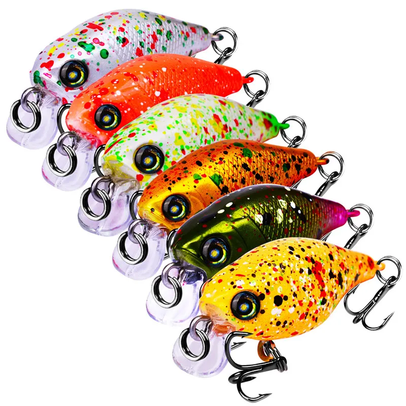 Colorful Painted Popper Crank Laser Fishing Lure 3D Eyes 4.5g 4.6cm ...