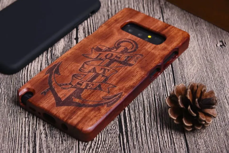 Natural Wood Carving Case With Retro Flower Design For Samsung Galaxy ...