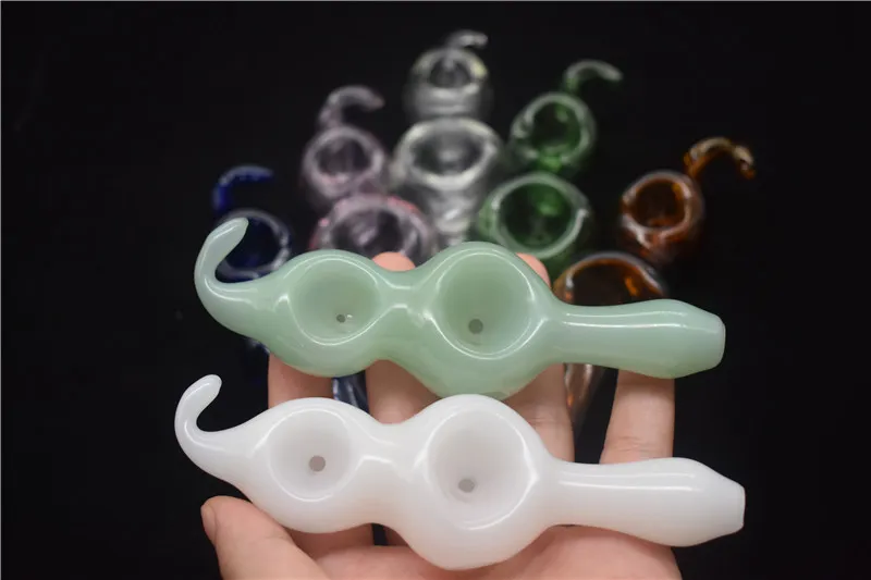Beautifull Double Bowl Glass Spoon Pipe Colorful Pyrex Glass Oil Burner ...