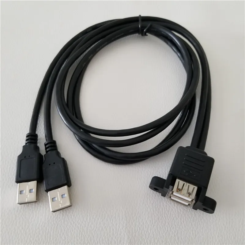 Dual USB 2.0 Extension Cable With Panel Mount Screw Holes Black 1 Meter ...