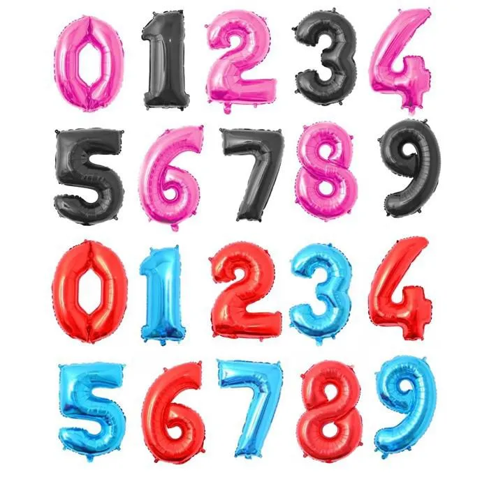 Helium Balloon, 32 Inch, Gold Letter Number, Aluminum Foil Balloons ...