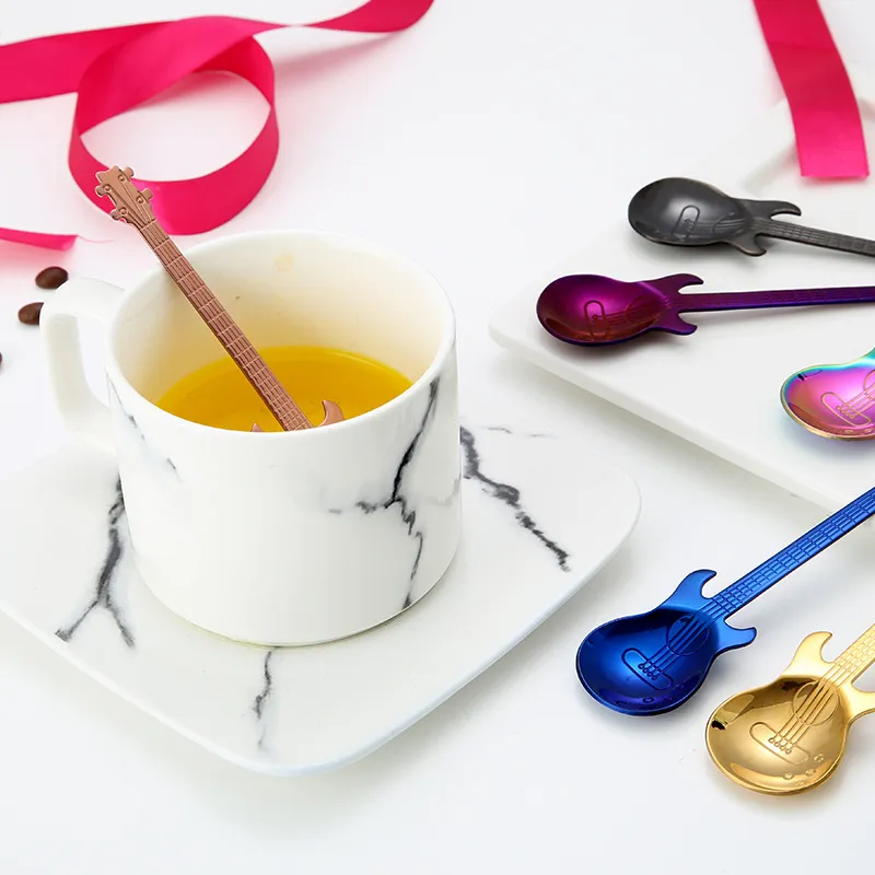 Creative Stainless Steel Coffee Spoons Guitar Violin Shape Dessert ...