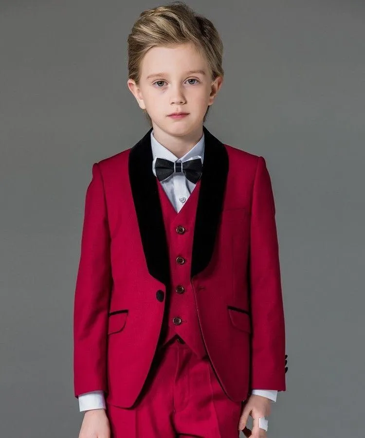 Boys' Formal Wear: Red Blazer, Pants, Tie, Vest, Wedding, Birthday ...