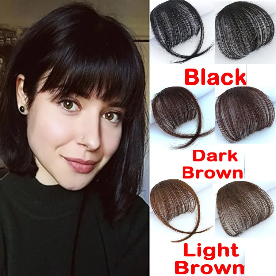 Real Human Hair Clip in Bangs - Neat Air Bangs Fringe Hairpiece ...