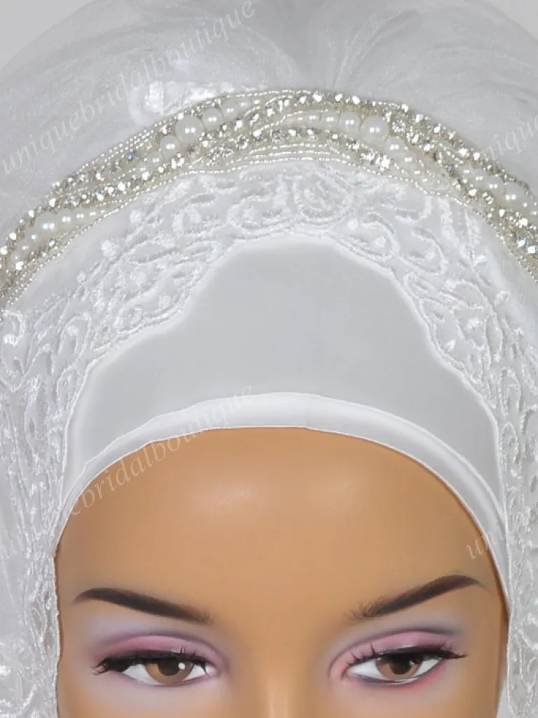Vintage Lace Muslim Bridal Veils 2024: Elbow Length Tulle Hijab For ...