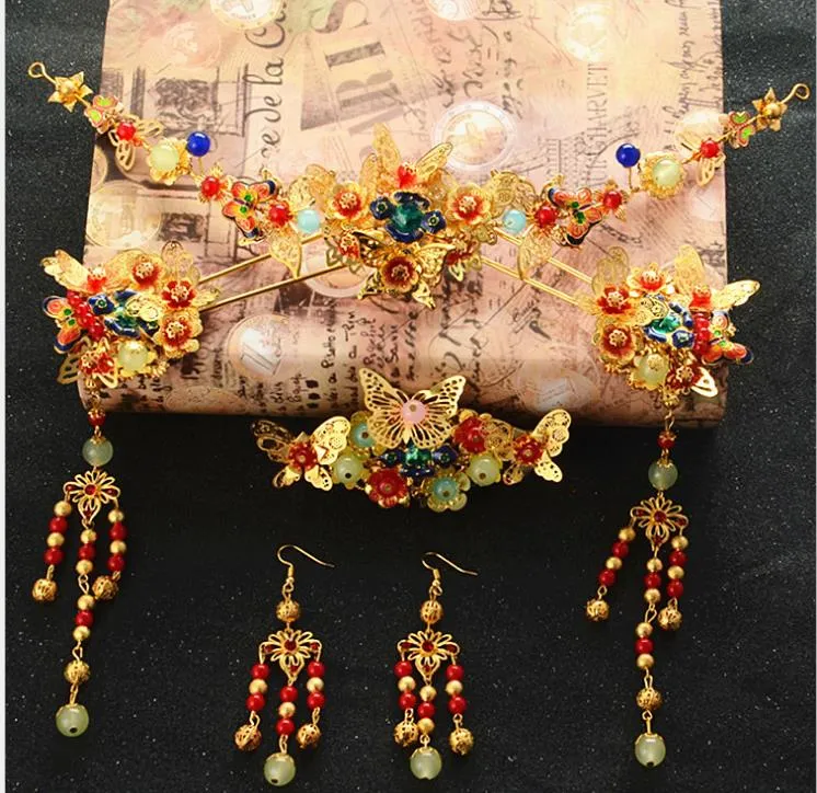 Chinese Style Wedding Bride Headdress Costume Hair Barrette Fazan ...