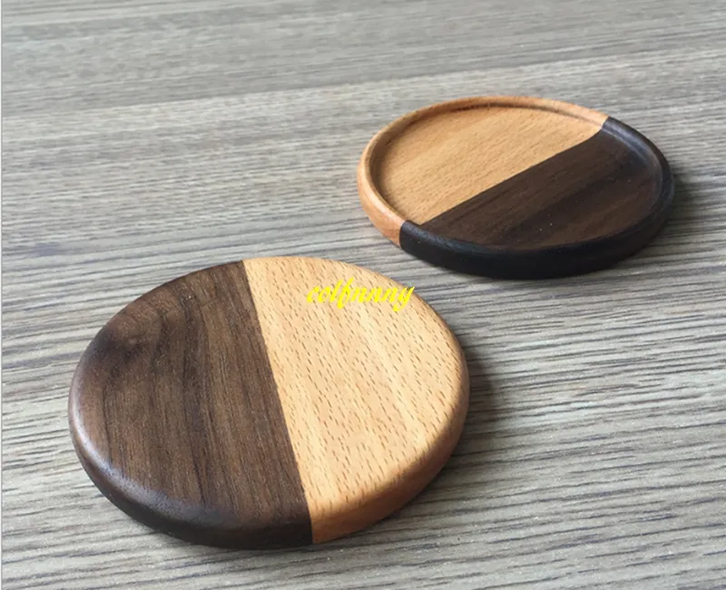 Wooden Drink Coasters Set Solid Wood Cup Coasters For Table, Beech And ...