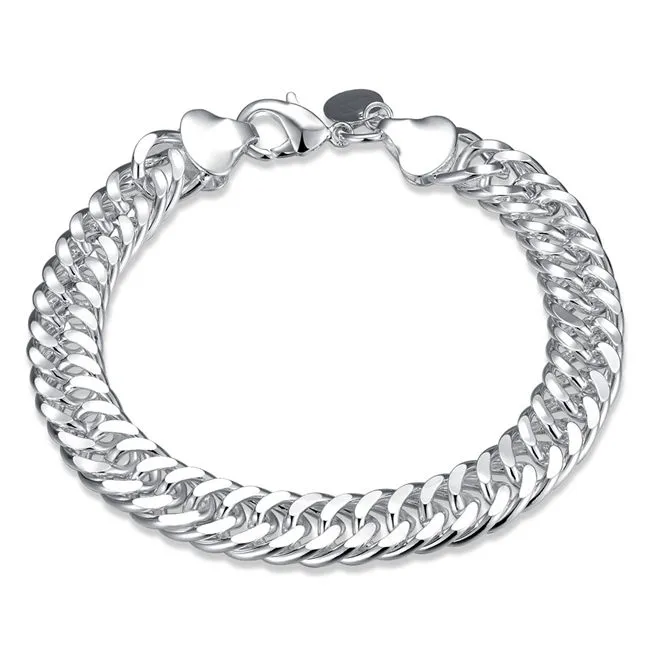 New Arrival Fashion B10M Full Side Chain Silver Chain Bracelet Mens ...