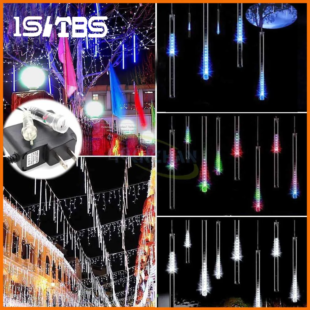 LED Meteor Shower Rain Lights, 20/30/50CM Falling Raindrop String ...