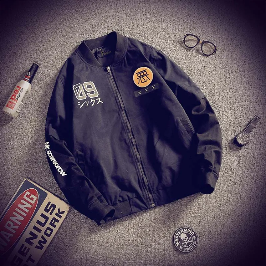 2018 Fashion Men Bomber Jacket Hip Hop Patch Designs Slim Fit Pilot ...