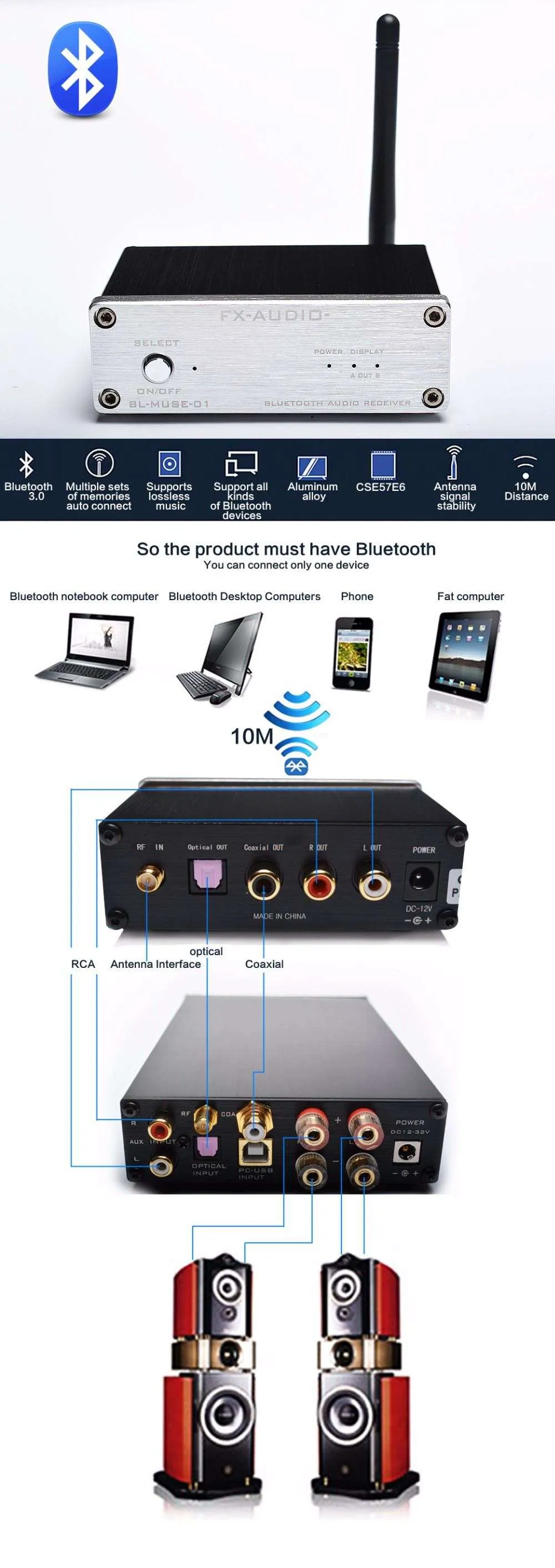 Fidelity FX-AUDIO HIFI Lossless Bluetooth audio visual receiver with ... Fidelity FX-AUDIO HIFI Lossless Bluetooth audio visual receiver with ...