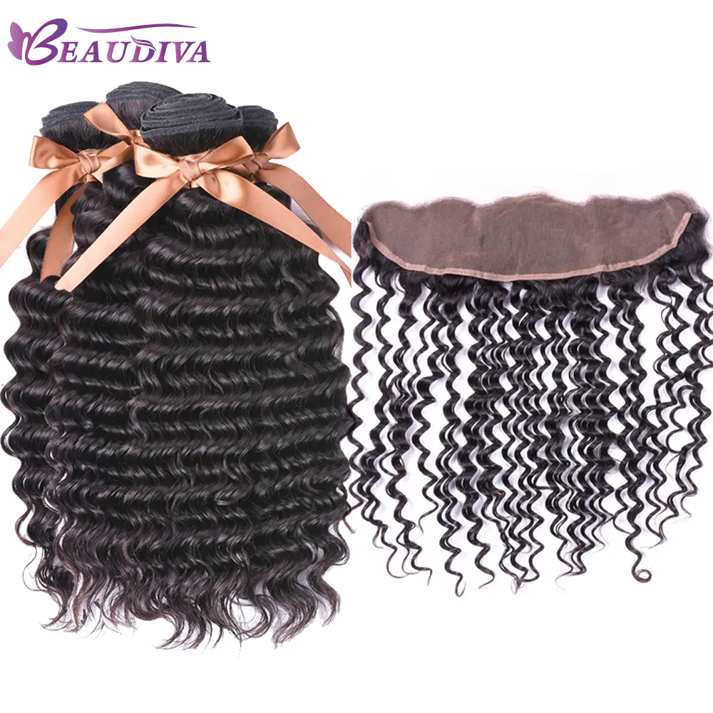 DHgate.com:Deep Wave 2 Bundles with Lace Frontal Closure 13x4 Ear to ...