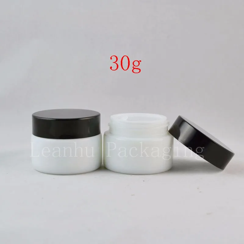 Cosmetic Jars: 30g White Glass Cream Container, 30ml Empty Glass Bottle ...
