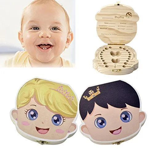 Wooden Child Tooth Keepsake Box - Adorable Milk Teeth Container for ...