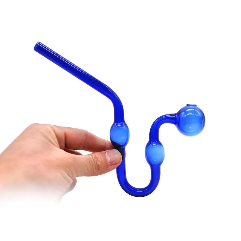 Thick Pyrex Oil Burner Pipe | Curved Design, Colorful U Style Glass ...