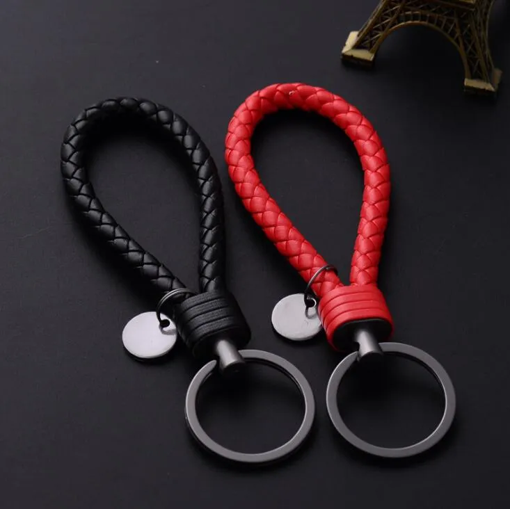 High Quality PU Leather Rope Woven Keychain Men Women Key Holder Key ...