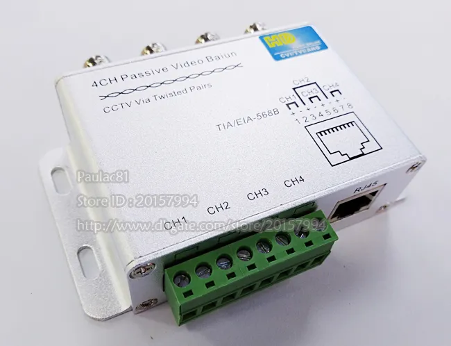 2-Pack HD CCTV Video Balun Adapter - 4CH Passive UTP Transceiver, BNC ...