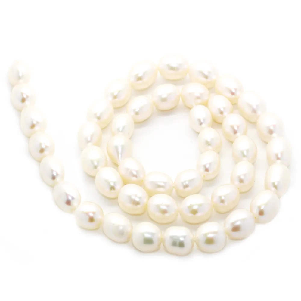Quality Loose Oval Freshwater Pearl String 7-9mm AAA Grade No Thread ...