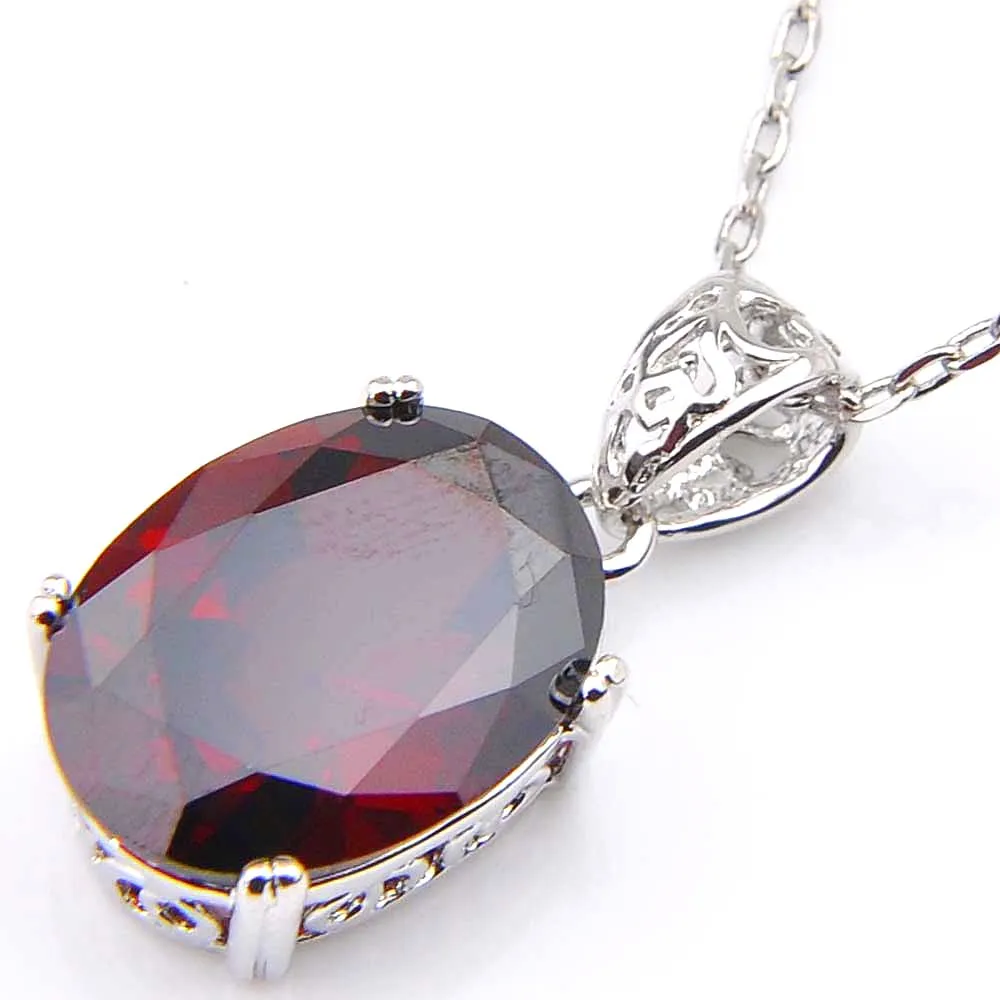 Oval Red Kunzite Zirconia Gemstone Silver Pendant Necklace 10 Pack From ...