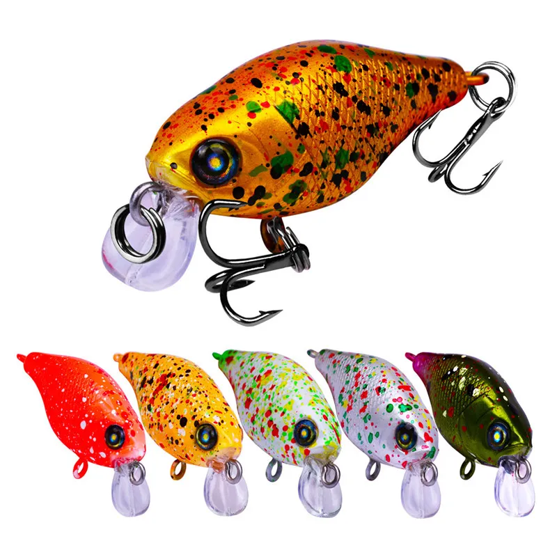 Colorful Painted Popper Crank Laser Fishing Lure 3D Eyes 4.5g 4.6cm ...