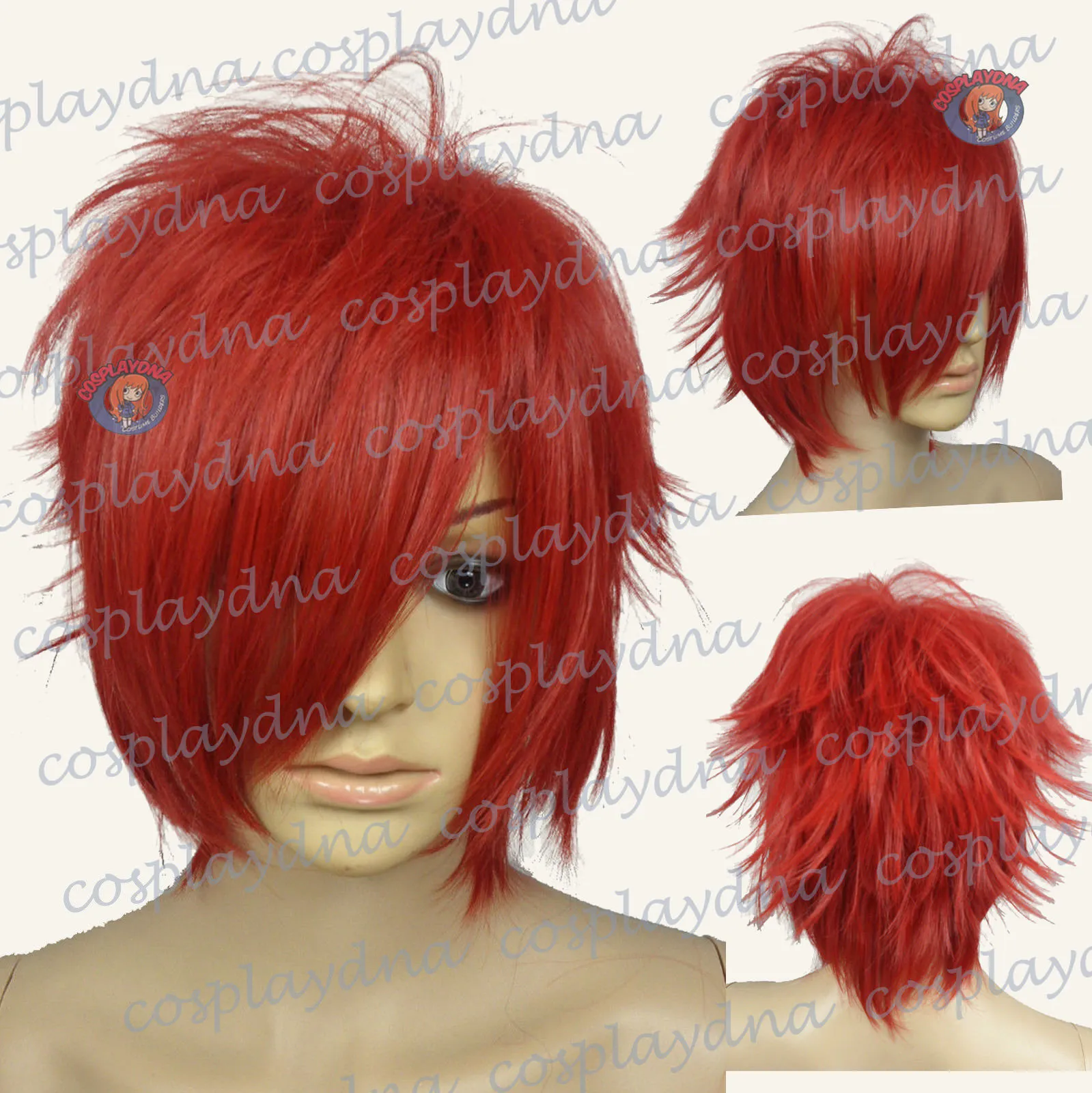 DHgate.com:12 inch Dark Red Shaggy Cut Cosplay DNA Wigs for Women, High ...