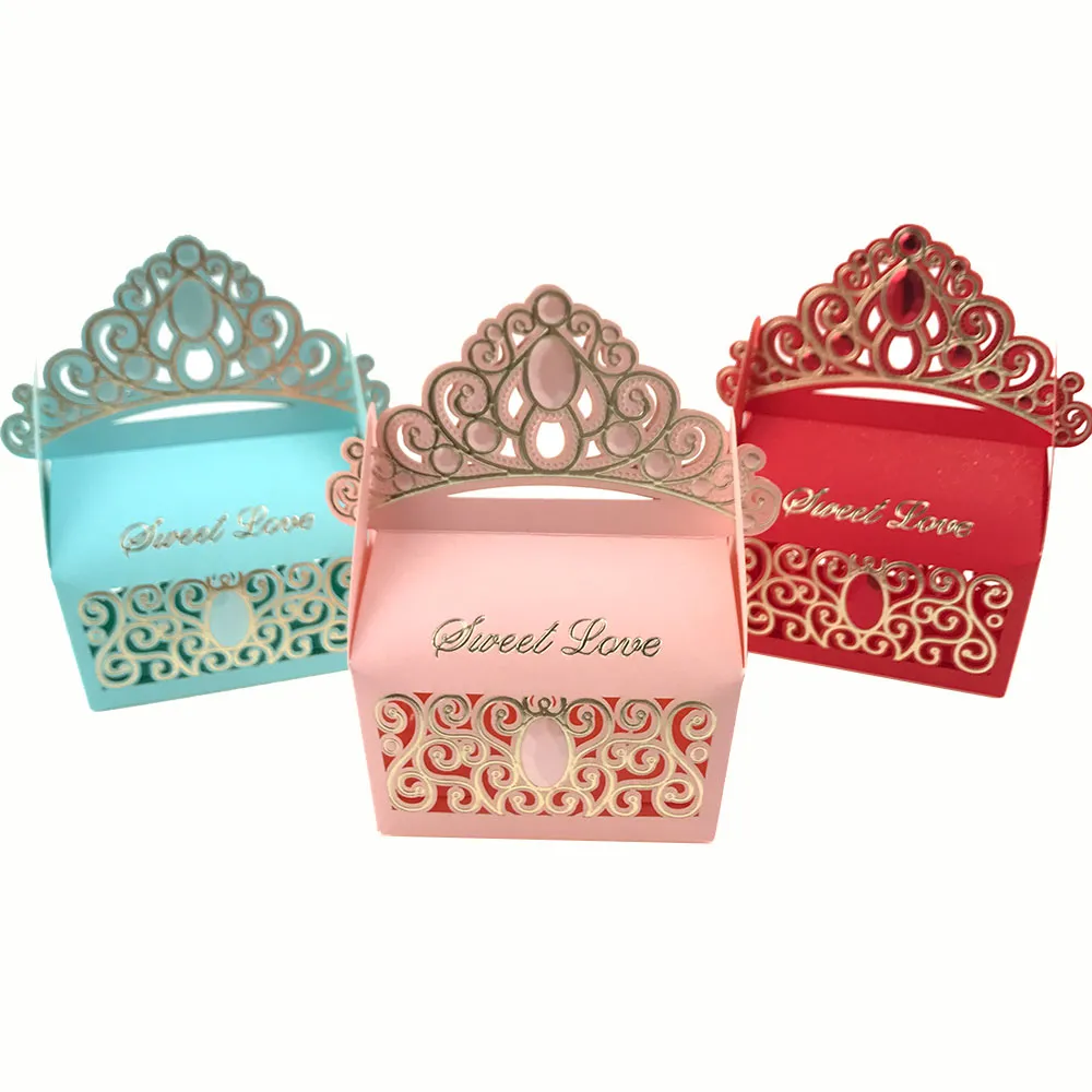 Royal Princess Crown Candy Boxes For Weddings Romantic Paper Gift Favor ...