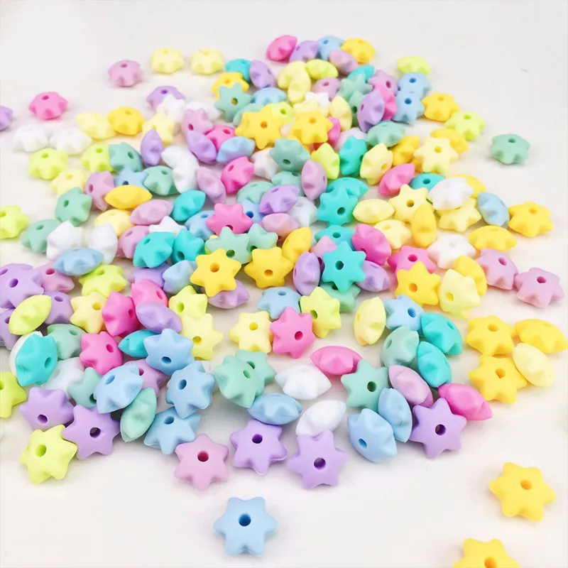 Mini Star Silicone Beads - 10mm Chewable Beads for Teething Necklaces ...