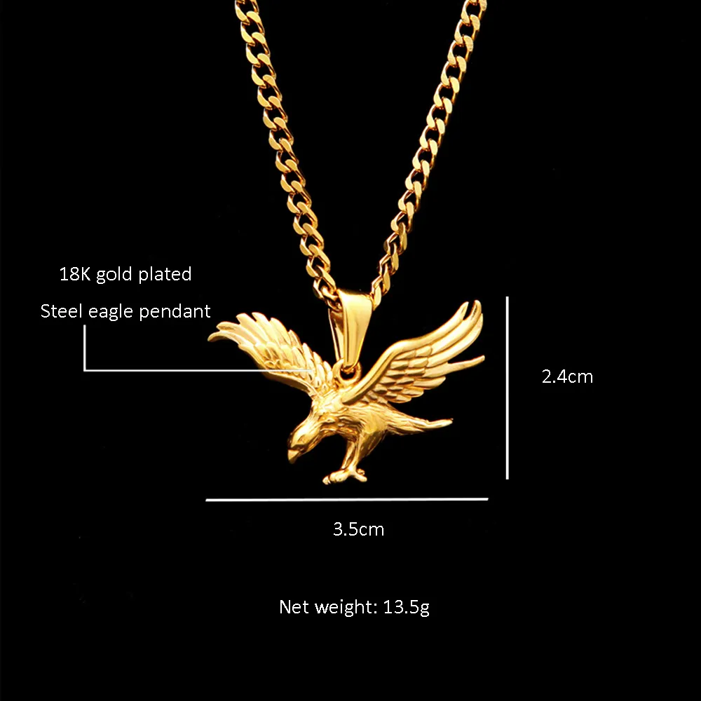 Dapeng Wings Eagle Gold Bird Necklace Lucky Animal Figure Hip Hop Men's ...