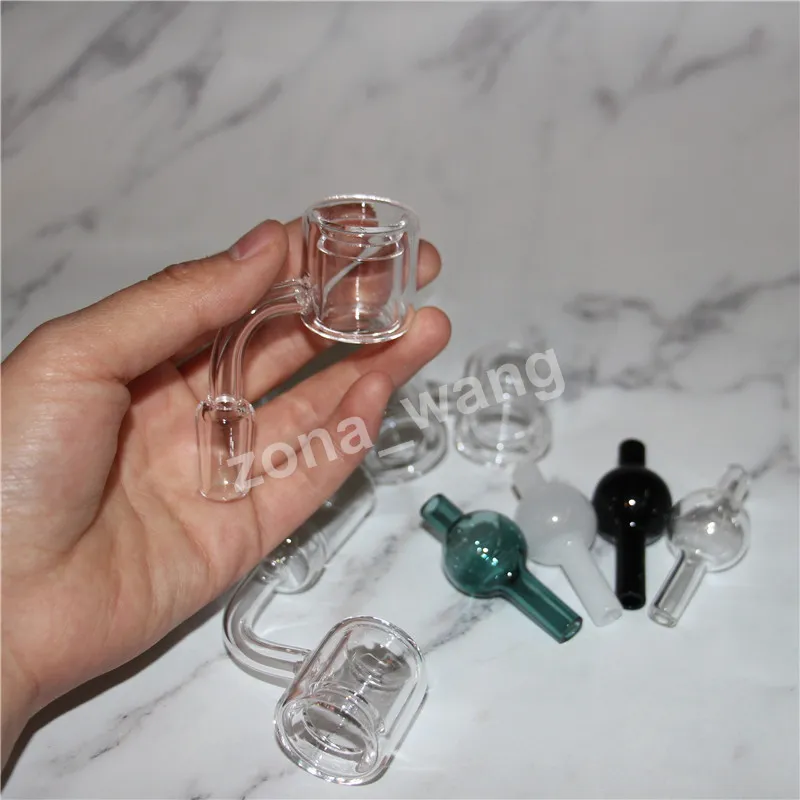 Flat Top 100% Quartz Bangers With Bubble Carb Cap 14mm 18mm XXL Double ...