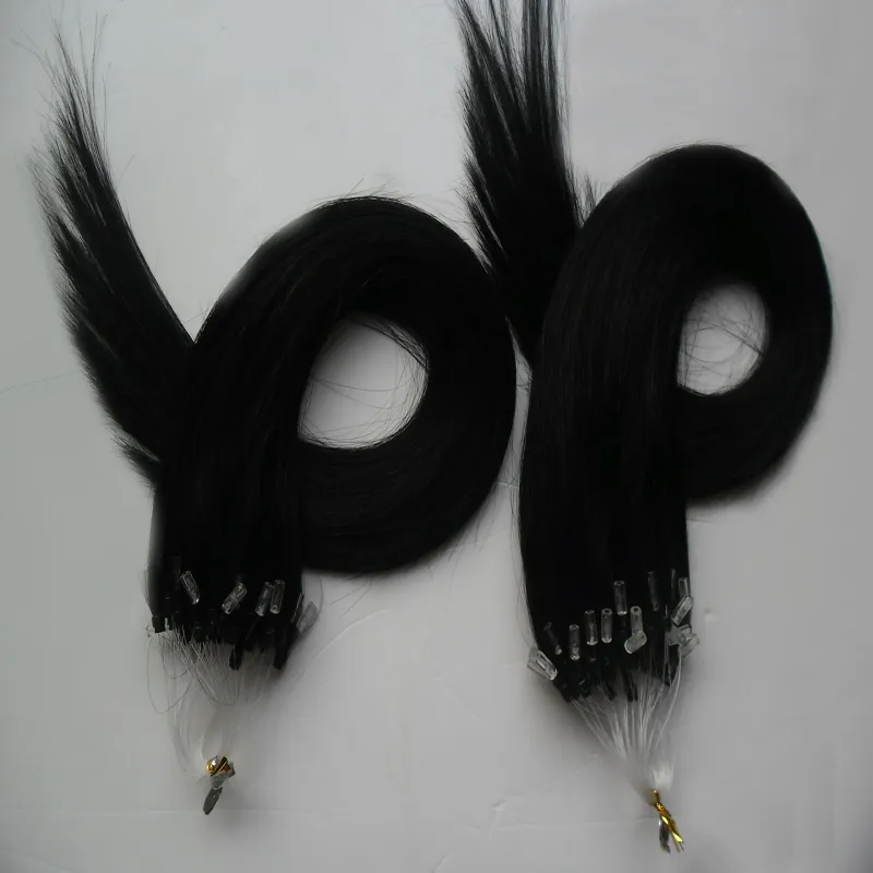 Micro Link Human Hair Extensions: Jet Black Brazilian Micro Ring Loop ...