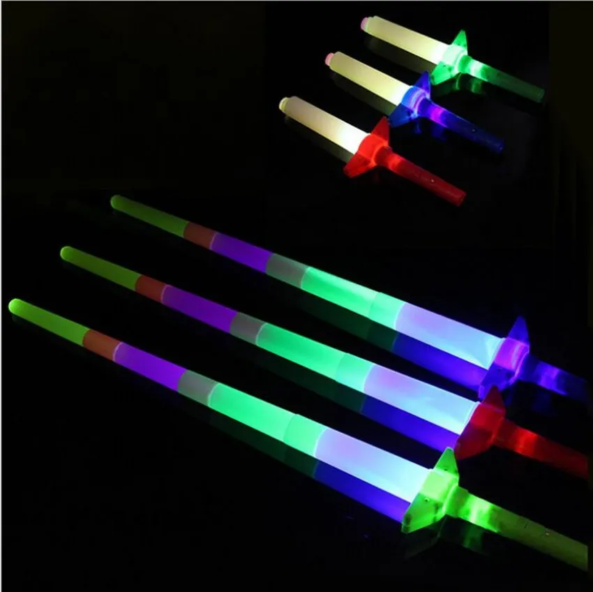 4 Section Extendable LED Colorful Flashing Glow Sword Kids Toy Flashing ...