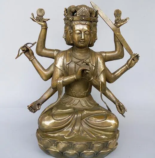 Hot Copper Four Heads And Eight Arms Doumu Tibetan Buddhist Statues ...