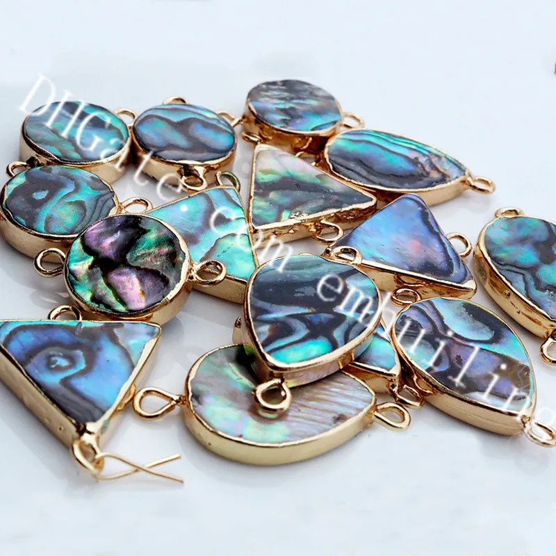 DHgate.com:10 Abalone Shell Pendants - Natural Paua Shell Charms, Gold ...