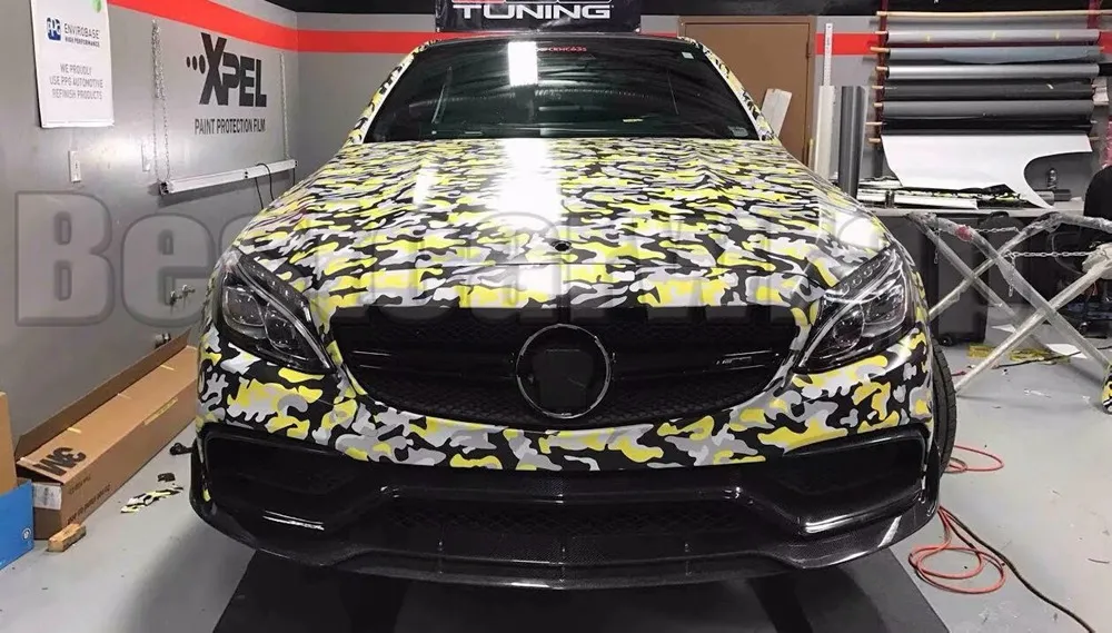 Yellow Jumbo Camo VINYL Wrap Full Car Wrap Camouflage Graphic Sign ...