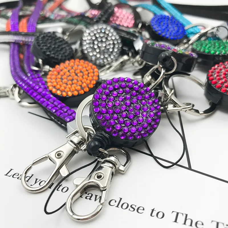Neck Bling Crystal Rhinestone Lanyard Retractable Strap Universal Phone ...