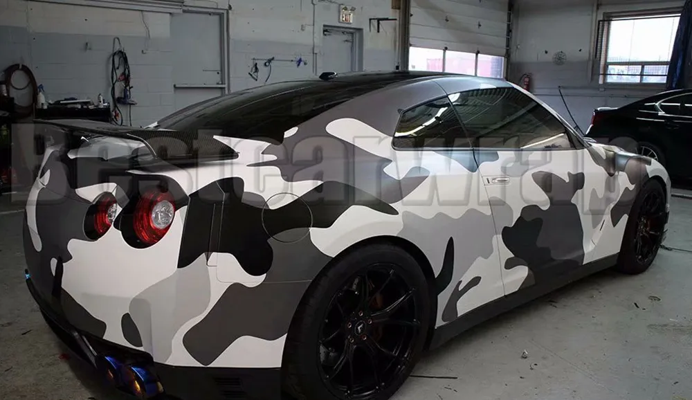 Large Jumbo Camo Vinyl Car Wrap Black White Grey Camouflage Graphic ...