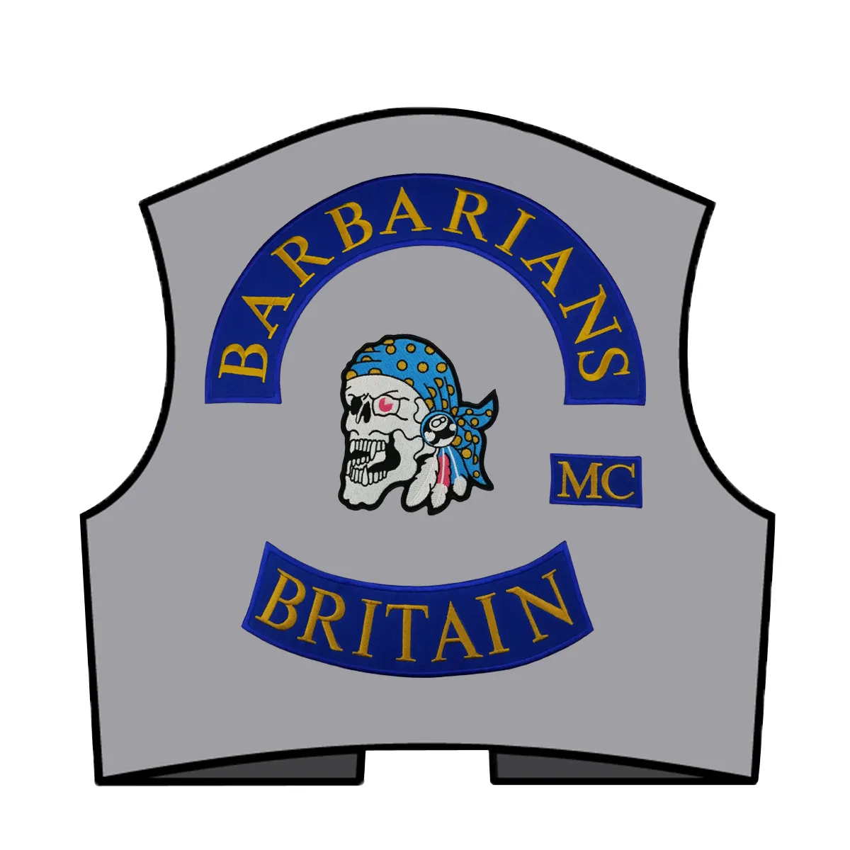 MC BARBARIANS Britain Skull Embroidery Patches Iron On Biker Vest ...
