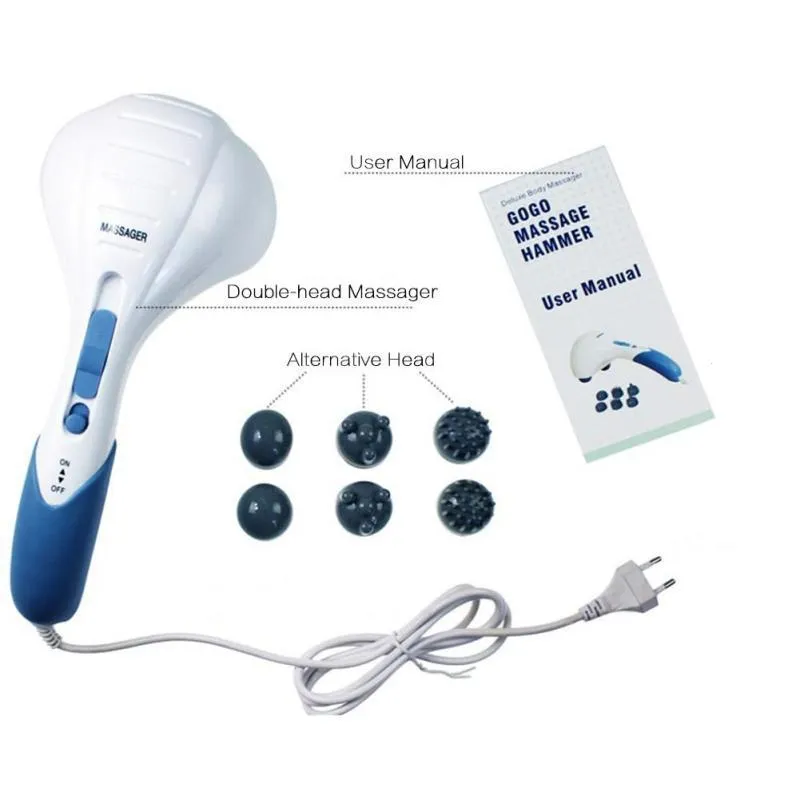 Electric Double Head Massager Body Head Neck Shoulder Back Leg Foot ...