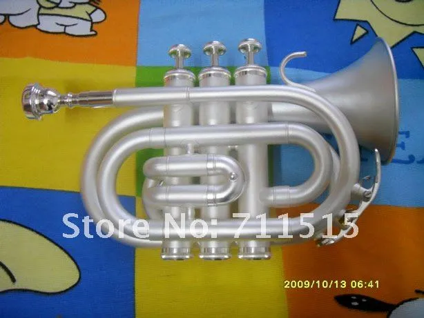 Small Trumpet Instrument Bb Pocket Trumpet With Matte Silver Plated ...