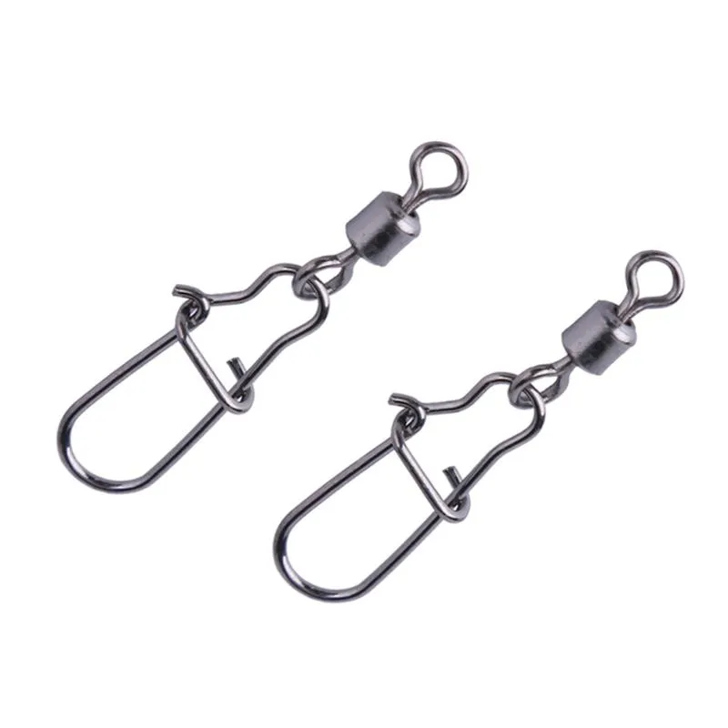 Gun Gray Fishing Flexible Rotation Connector Rolling Swivels with Snap ...