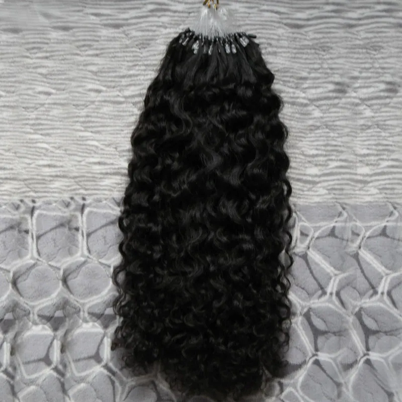 Micro Loop Hair Extensions Kinky Curly Human Hair Extensions 10 26 ...