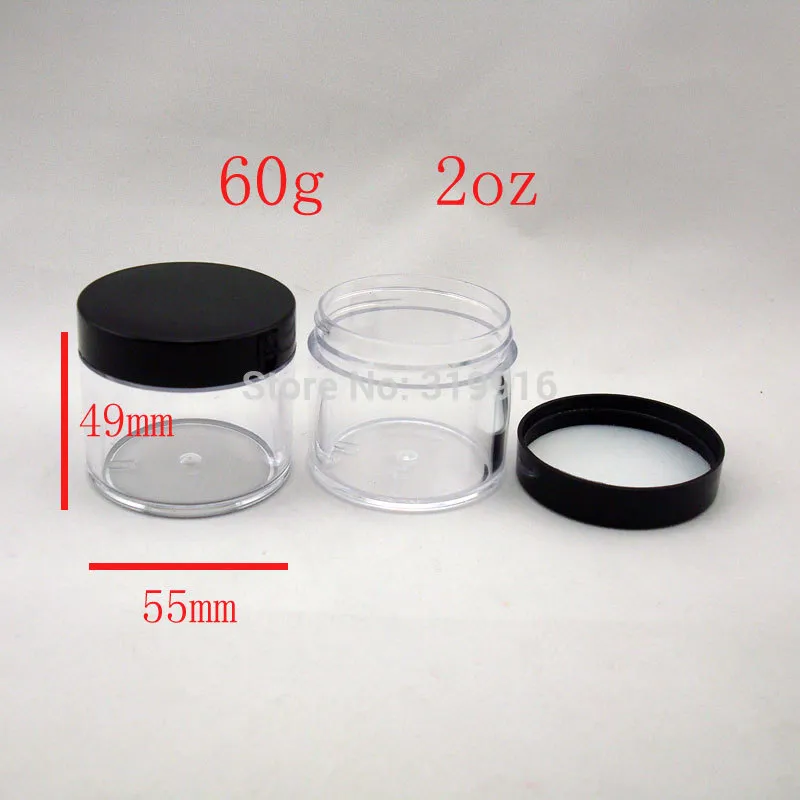 Cosmetic Jars: 60ml Round Clear Plastic Containers, 2oz Empty Bottles ...