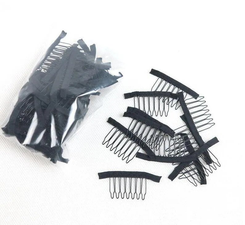 Hair Comb Clips: 7 Tooth Stainless Steel Wig Combs For Wig Caps, Black ...