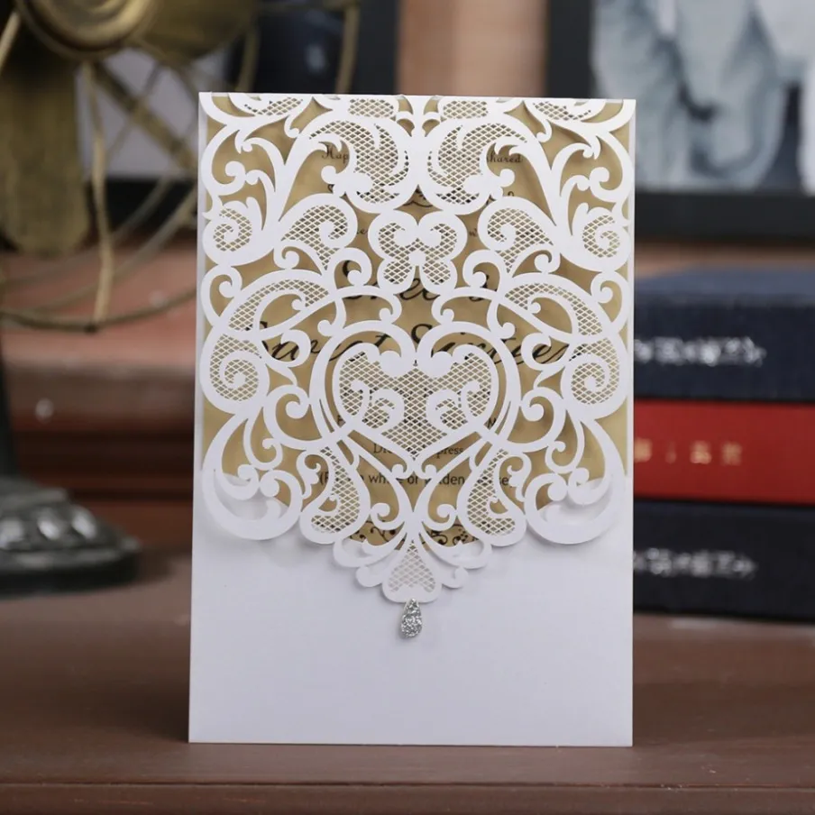 Custom Hollow Wedding Invitations with Beads - Laser Cut in from Dhgate ...